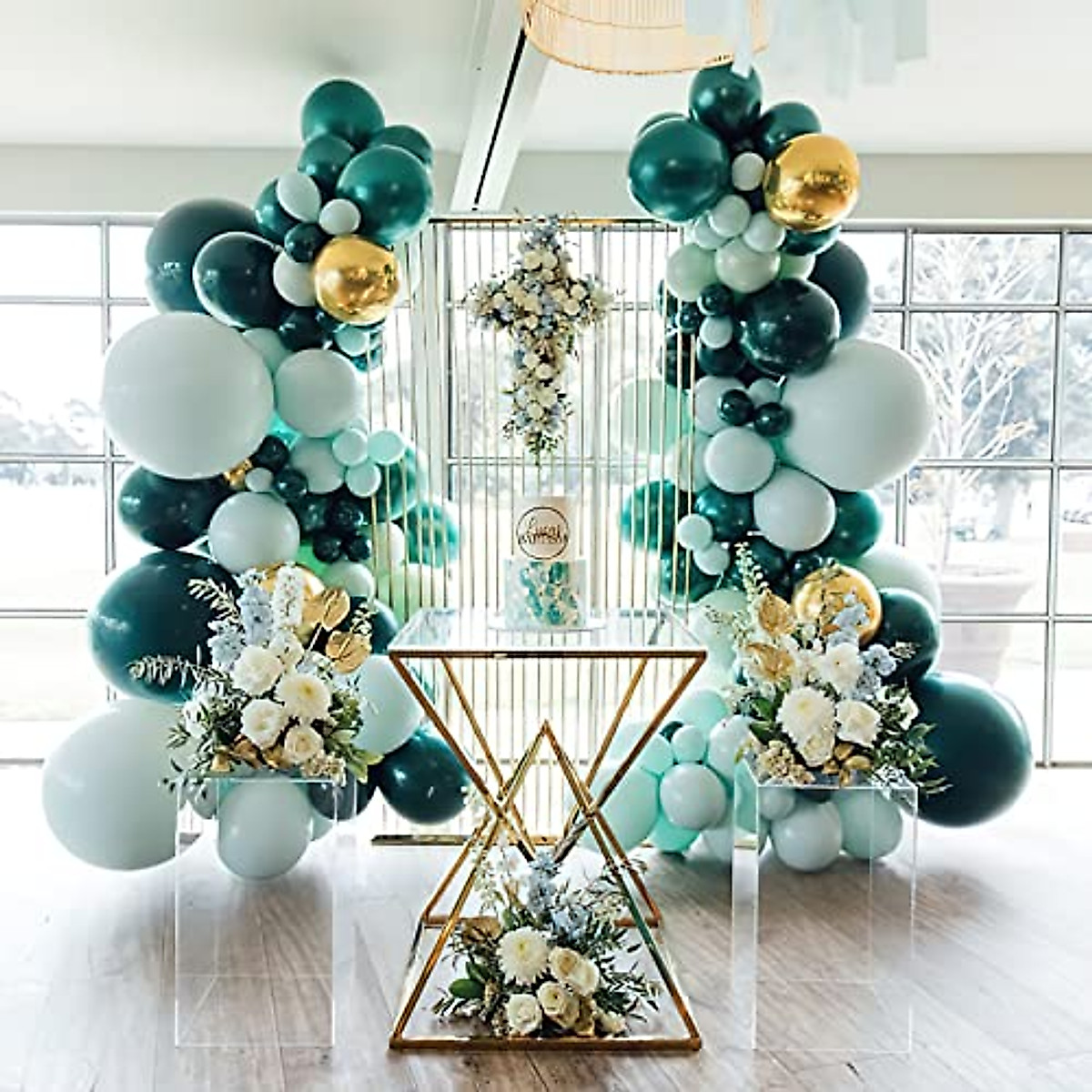 Teal Balloon Garland Kit 133PCS Dark Teal and Gold Mint green Balloons for Wedding bridal shower Anniversary Teal birthday Party decorations