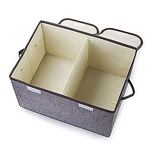 Enova Home Collapsible Storage Bins with Cover Fabric Storage Basket Fabric Organizer, Storage Organization, Organizer Bin (Grey)
