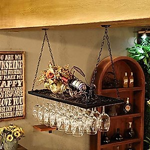 Wine Rack Wine Glass Wrought Iron Upside Down Storage Display Shelf Creative Decorative for Home Bar J1028, PIBM, Black, 80x31cm