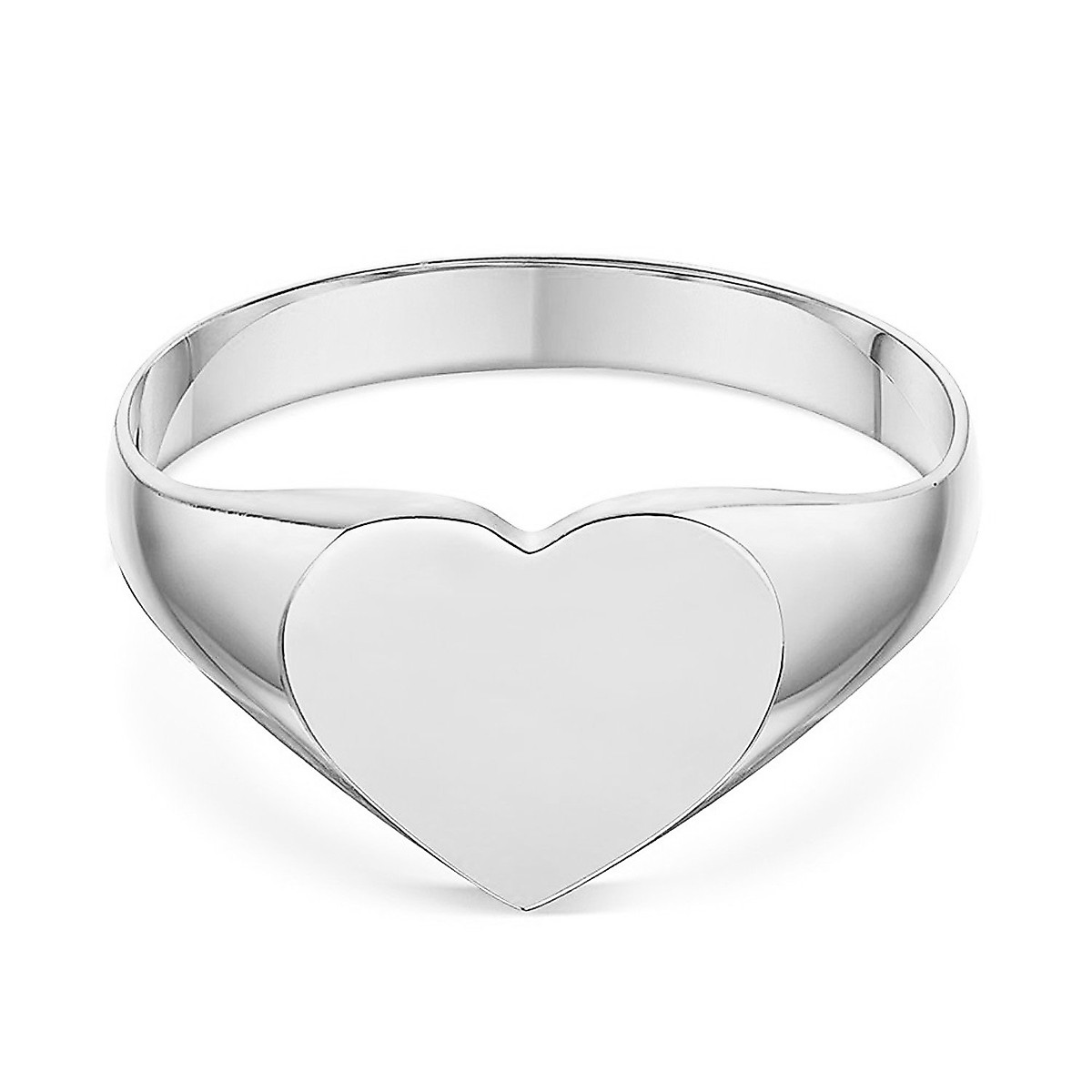 LANDA JEWEL Ladies Sterling Silver Heart Shape Medium Weight Polished Signet Ring 8x11mm (7.5)
