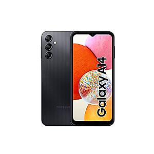 SAMSUNG Galaxy A14 (SM-A145F/DS) Dual SIM,128GB + 4GB, Factory Unlocked GSM, International Version (Ring Grip Case Bundle) - No Warranty - (Black)