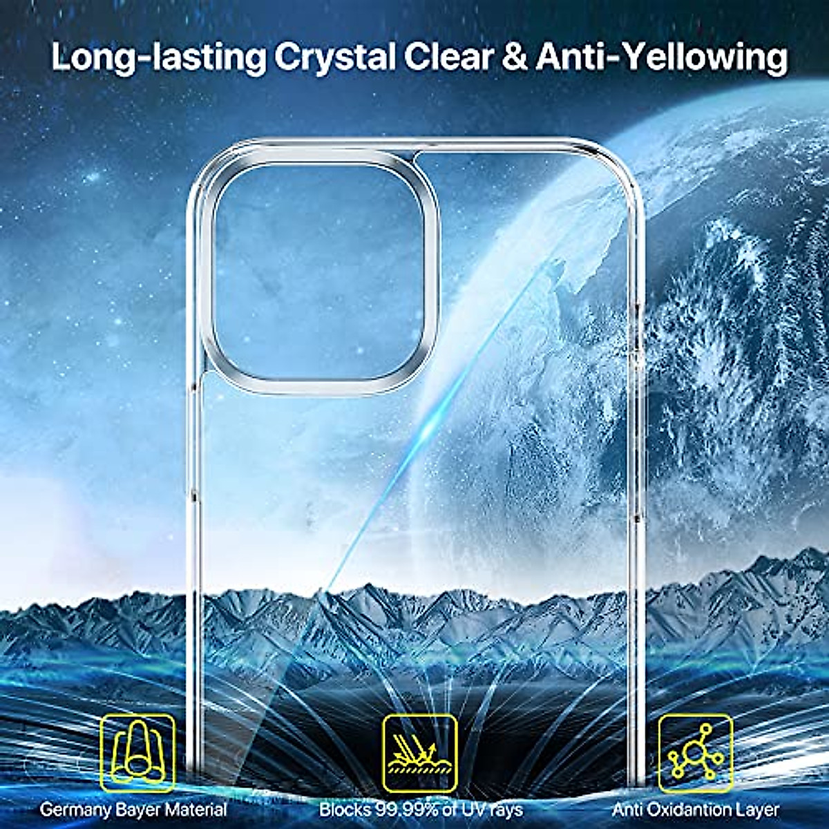 Miracase Crystal Clear for iPhone 13 Case/iPhone 14 Case [Not Yellowing] Shockproof Protective Anti-Scratch Light Weight Slim Cover Clear Back 6.1 inch