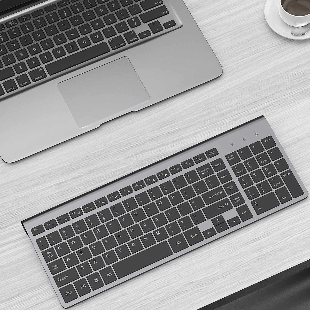 JOYACCESS Wireless Keyboard, 2.4G Slim and Compact Wireless Keyboard with Numeric Pad for Laptop, MacBook Air, Apple, Computer, PC(Black and Grey)