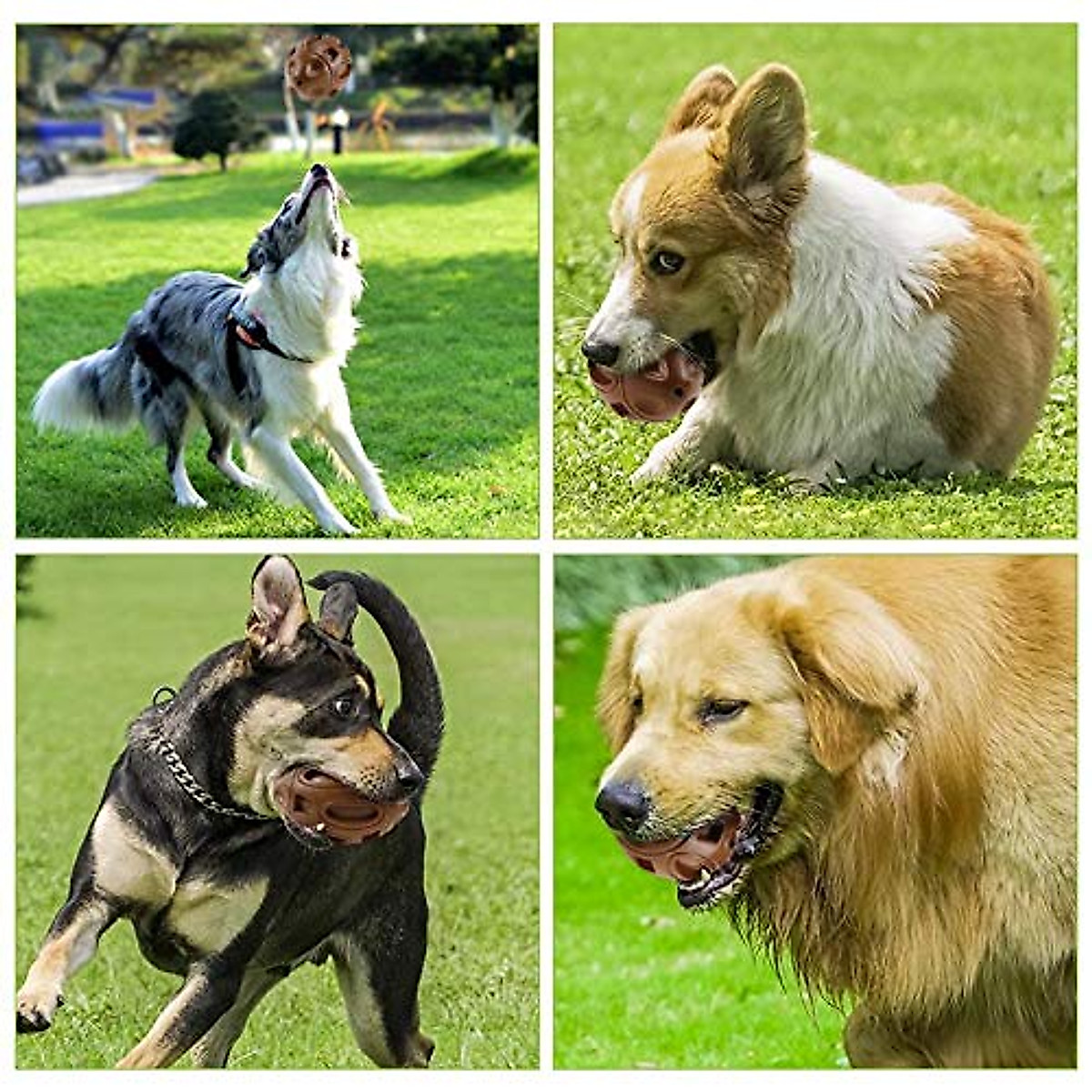 YUANDAO Dog Ball Dog Squeaky Toys for Aggressive Chewers, Almost Indestructible Rubber Puppy Chewing Ball with Squeaker Durable Pet Teeth Cleaning Toy for Medium and Large Breed