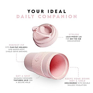 Neon Kactus Travel Coffee Mug| Double-Walled, Reusable Coffee Cup with Leakproof Lid (Wheat Straw - Pink Flamingo, 16oz (Pack of 1))