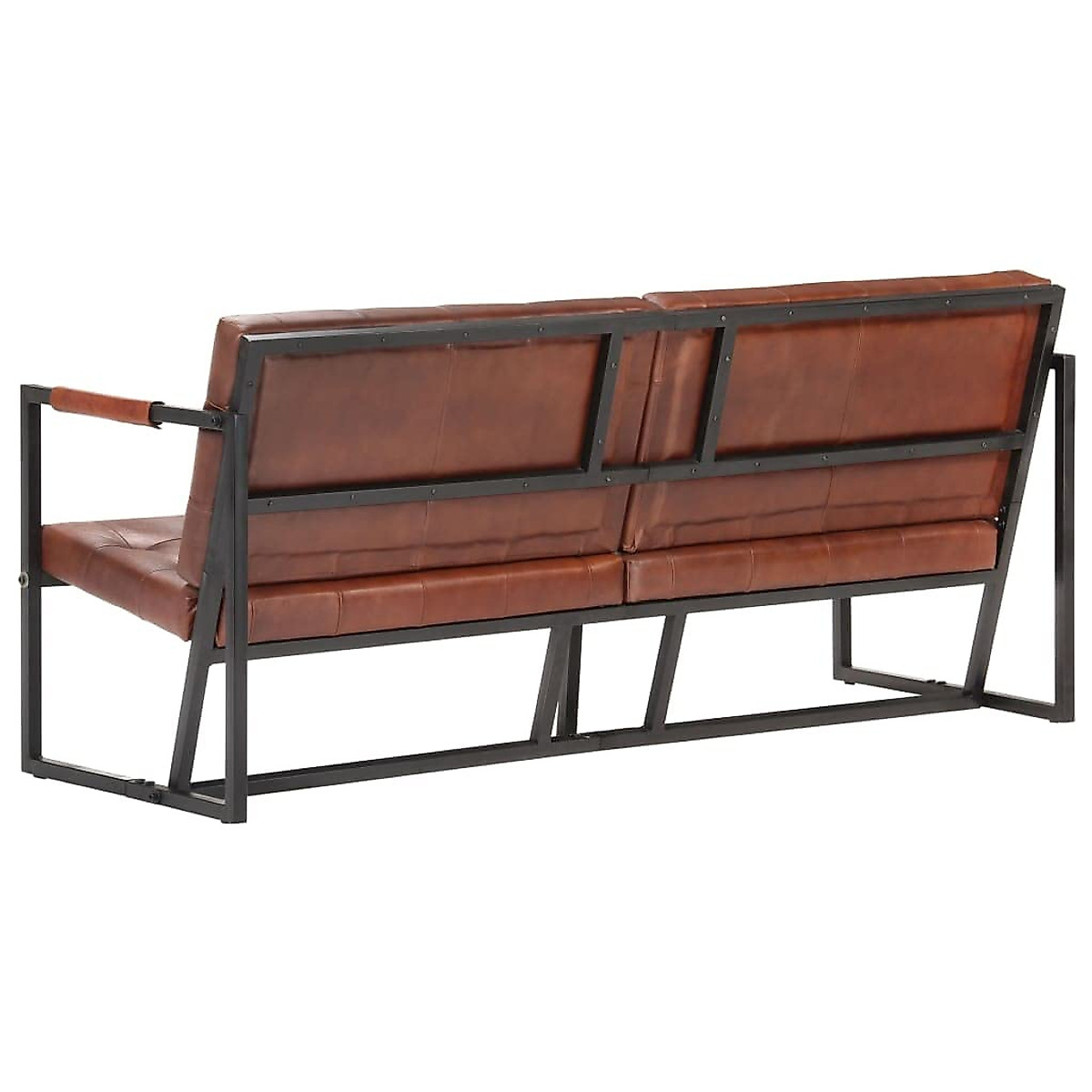 VRAXO 3-Seater Sofa Brown Real Goat Leather,Sofas-64.06lbs