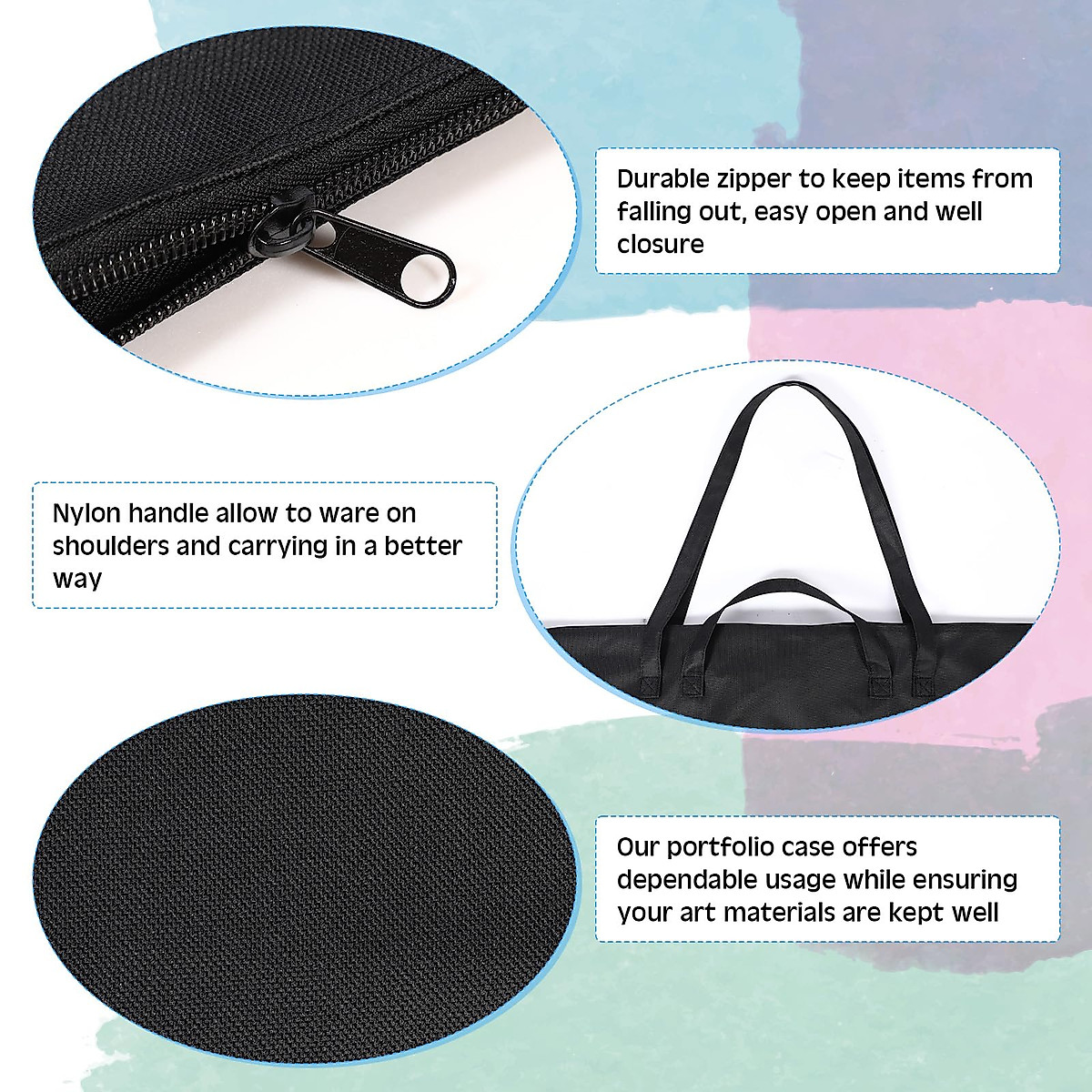 Abbylike 48 x 36 Inch Art Portfolio Bag Large Size Art Supply Bag with Nylon Shoulder Poster Board Storage Bag Waterproof Poster Carrying Case Tote Painting Sketch Bag for Art Work(Black, 1 Pcs)