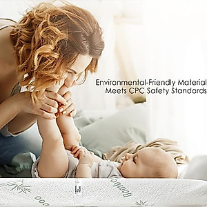 Truwelby Changing Pad, Waterproof Bamboo Cover Contour Diaper Changing Pad for Dresser Top, Baby Changing Table Pad Cover Hypoallergenic Washable