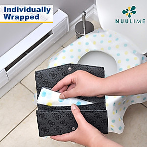 Toilet Seat Covers Disposable - 30 Pack - Extra Large Portable Liners for Bathroom, Road Trip, Child Travel, Toddler Potty Training, Adults On the Go - Individually Wrapped, Waterproof, Soft Clean Pad