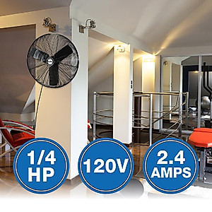 Air King 9035 30-Inch Industrial Grade Oscillating Wall Mount Fan, 1/4-Horsepower, Black Finish