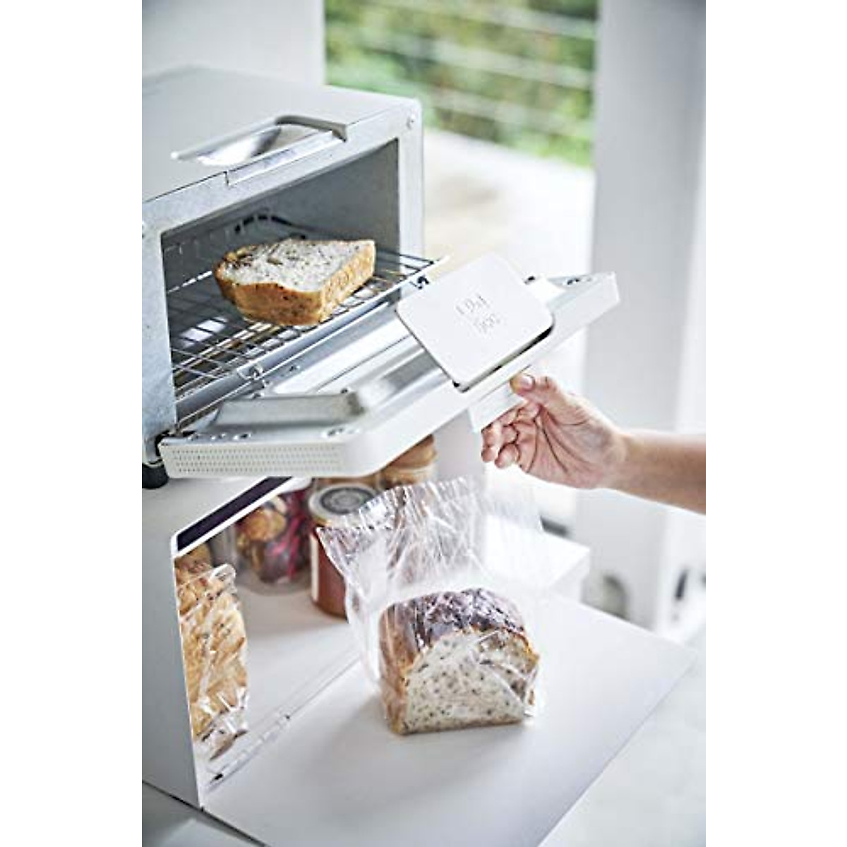 Yamazaki Home Bread Box Kitchen Counter Container Holder | Steel | Food Storage, One Size, White