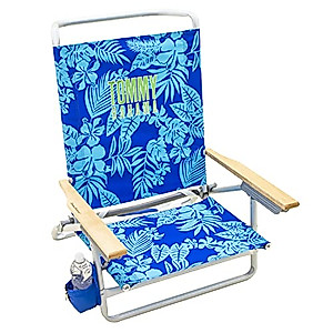 Tommy Bahama 5-Position Lay Flat Cup Holder and Towel Bar Beach Chair, 1-Pack, Floral Print