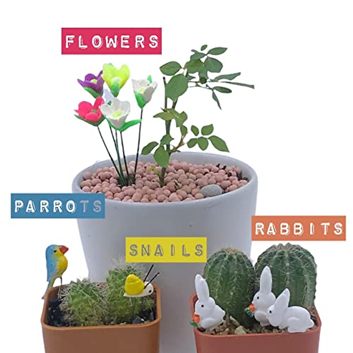 Ray 1979 Miniature Dollhouse Fairy Garden Accessories 5 pcs Set for DIY Decorations, Mini Figurines for Mini Garden, Terrarium, Bonsai, Cactus, Moss Landscape (Flower 5 Pcs)