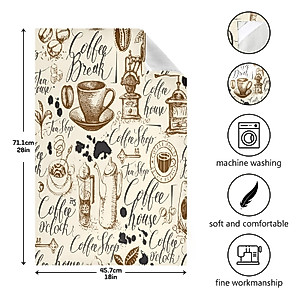 ALAZA Theme of Coffee and Coffee House Decorative Kitchen Dish Towels 1 Piece,Soft and Absorbent Kitchen Hand Towels Home Cleaning Towels Dishcloths,18 x 28 Inch