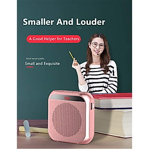 Portable Voice Amplifier with Wired Microphone Headset Rechargeable PA System Speaker Personal Microphone Speech Amplifier Power Amplifiers Loudspeaker for Teachers/Metting/Tour Guide (Rose Gold)