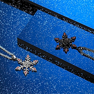 beautlace Snowflake Rose Flower Necklaces Black Gun Plated Santa Claus Snowman Pendant Rose Flower Necklace Christmas Jewelry Gifts for Women KP0223K