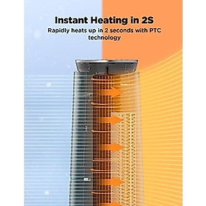 PELONIS PHTPU1501 Ceramic Tower 1500W Indoor Space Heater with Oscillation, Remote Control, Programmable Thermostat & 8H Timer, ECO Mode, Tip-Over Switch & Overheating Protection, White
