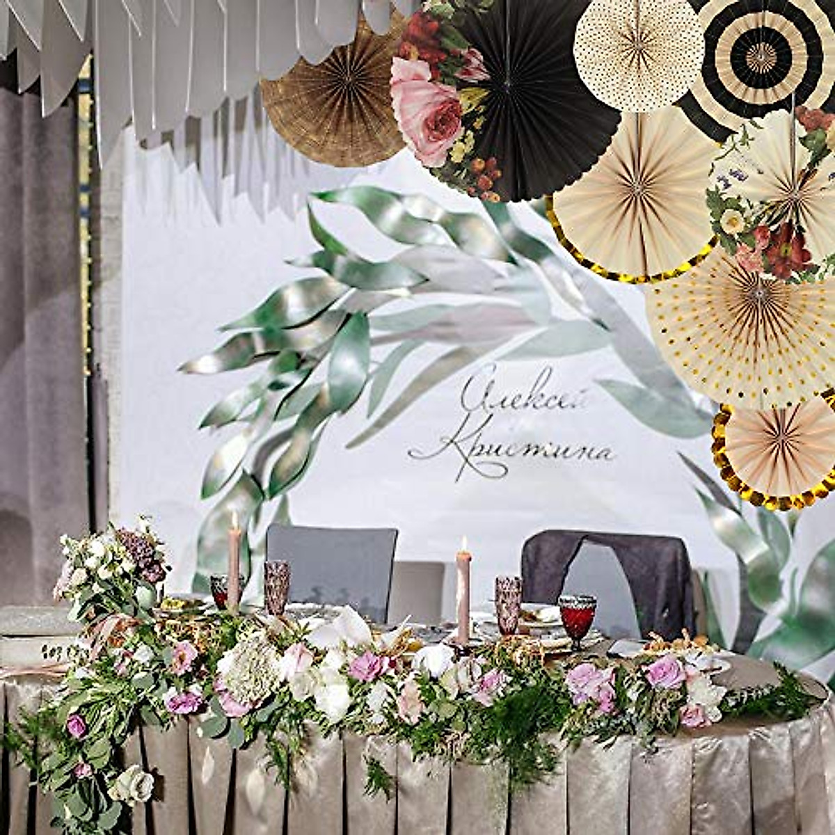 zilue Party Hanging Paper Fans Decoration Set for Wedding Birthday Party Mother's Day Round Events Accessories Set of 8