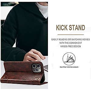 SINIANL Compatible with iPhone 13 Pro Max Leather Case, iPhone 13 Pro Max Wallet Folio Case with Magnetic Closure Kickstand Card Slots Flip Book Cover for iPhone 13 Pro Max 6.7 inch 2021 Brown