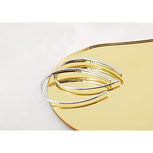 Handmade Earrings for Women, Pull Through Earrings, Sterling Silver Wire Open Hoops, Lightweight Hypoallergenic Fashion Threader Earrings for Girls Gifts Birthday, 1.2 Inch