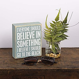 Primitives by Kathy Beach-Inspired Box Sign, 5 x 6-Inches, I Believe I Should go