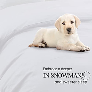 SNOWMAN Duvet Cover Queen Size,3 Pieces Bedding Sets,1200Thread Count 100% Egyptian Cotton Comforter Cover with 2 Pillowcases Ultra Soft&Breathable(White,90x90Inches)