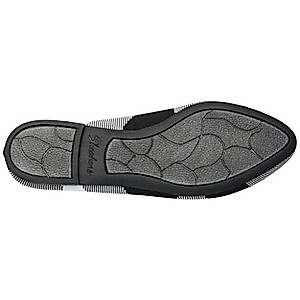 Skechers Women's Cleo-Sherlock-Engineered Knit Loafer Skimmer Ballet Flat, Black/White, 8.5 M US
