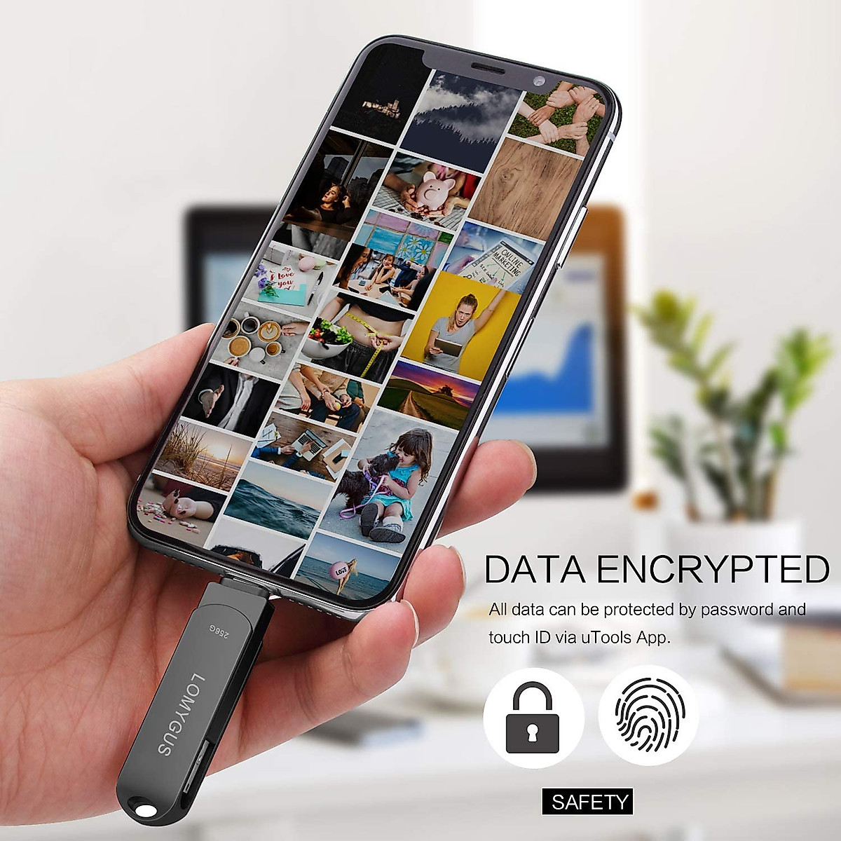 Photo Storage for Phone Flash Drive 256GB, Memory Stick for Phone by LOMYGUS Compatible iOS and USB-c of MacBook USB3.0 of Computer(Pink 256GB)