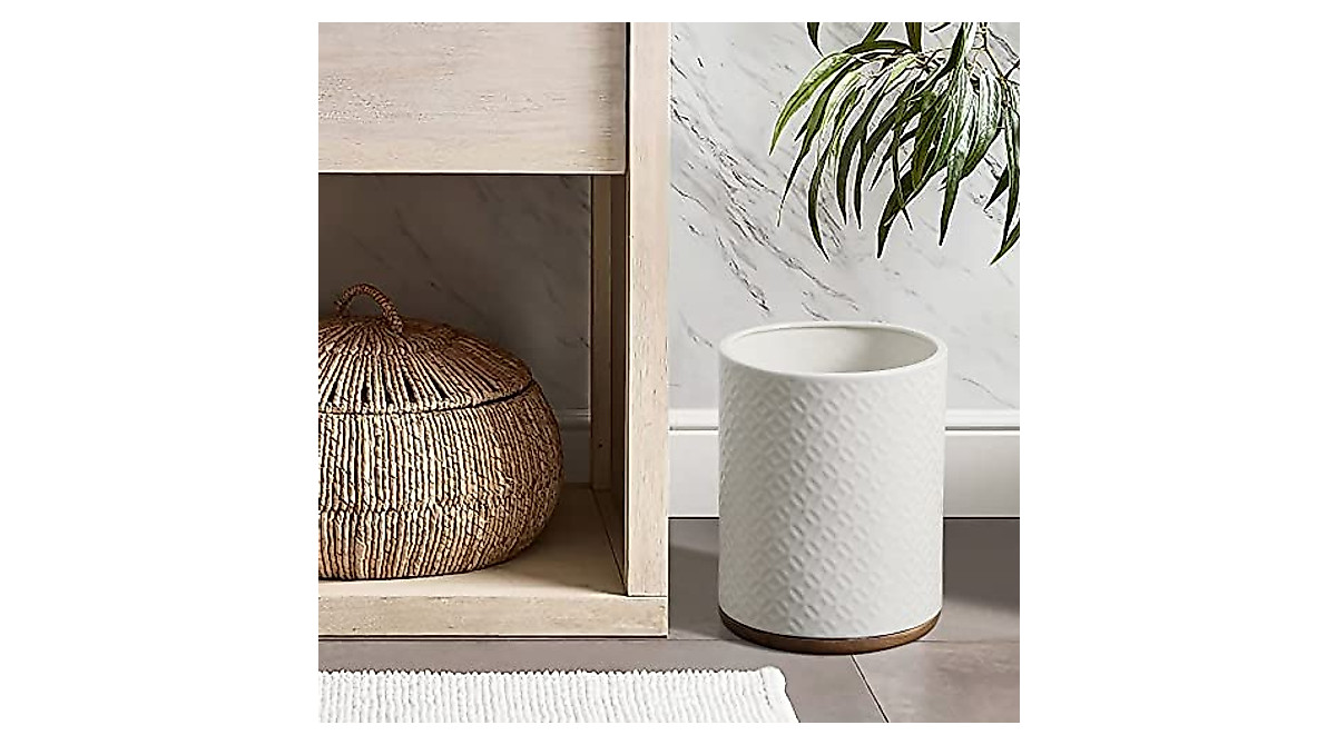 Motifeur Bathroom Wastebasket - Elegant Ceramic Trash Can