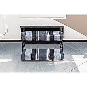 ShadePro RV Step Covers - 2 Pack (Black) - Adjustable Wrap Around Stair Rug Covers for RVs, Campers, and Trailers - 24 Inches - Trim to The Perfect Size - Fits Straight or Curved RV Steps