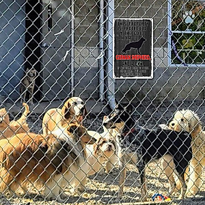 Funny Beware Of Dog Sign - 8x12 Inch Tin Sign For Fence Warning