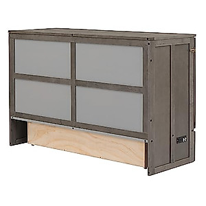 WADRI Queen Size Murphy Bed with Built-in Charging Station, Solid Wood Foldable Platform Bed Frame Can Convert to Cabinet, Multifunctional Murphy Bed for Kids Teens Adult Bedroom