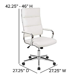 Flash Furniture Hansel High Back White LeatherSoft Contemporary Panel Executive Swivel Office Chair