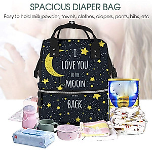 Sky Full of Moon and Star Diaper Bags Backpack I Love You to The Moon and Back St Valentines Day Inspirational Quote Travel Mom Backpack