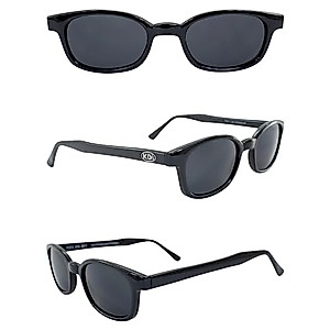Pacific Coast The Original X-KD's Biker Shades By PCSUN 20% Larger Black Frames Super Dark Lens