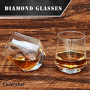 Diamond Whiskey Decanter Set with Glasses 4 Chillball, Whiskey Decanter Sets for Men Liquor Decanter Whiskey Set LuxuryBar Bourbon Decanters for Alcohol Tequila Scotch Vodka, Whiskey Gifts for Men Dad