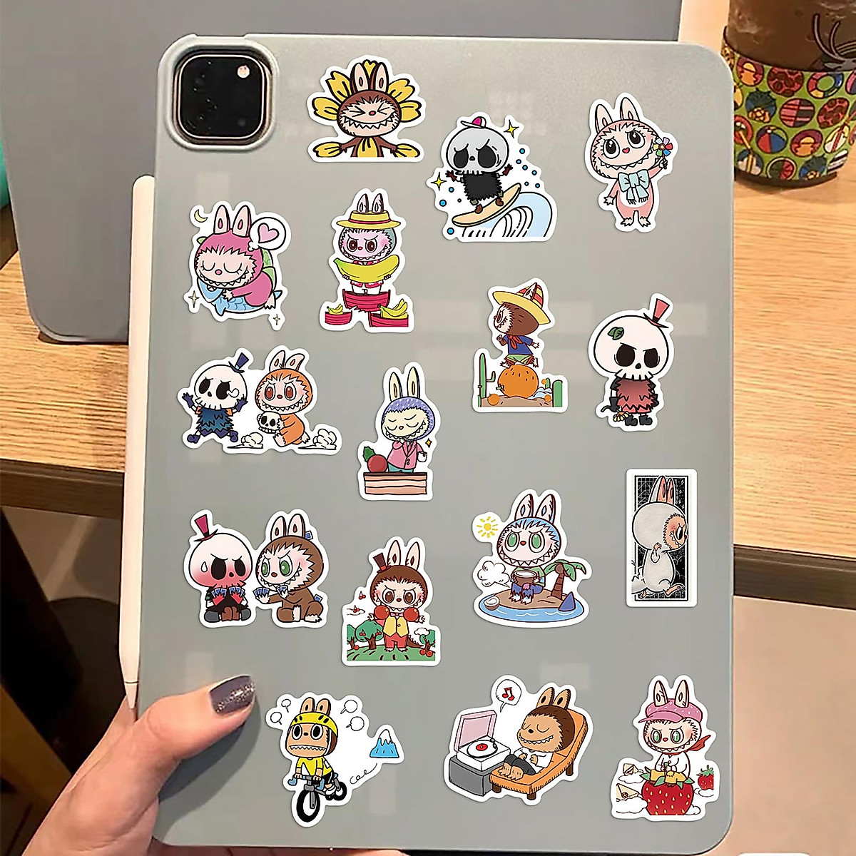 50pcs Labubu Cartoon Stickers for Teen Water Bottle, Cool Terror Labubu Waterproof Vinyl Decal for Kids Adult Girl Laptop Skateboard Phone Guitar Travel Case Bike