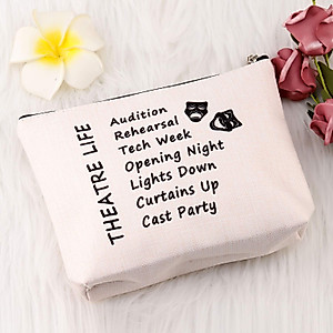 PXTIDY Theatre Life makeup Bag Drama Theater Gifts Comedy Tragedy Mask Theatre Drama Bag Drama Actor Actress Gifts Pouch(beige)