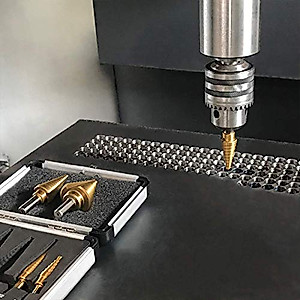 Trepot 5PCS HSS Titanium Step Drill Bit Set & Automatic Center Punch, High Speed Steel Drill Bits, Double Cutting Blades Design, 50 Sizes with Aluminum Case, Short Length Drill Bits Set