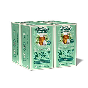 Southern Breeze Cold Brew Sweet Tea Mint Iced Tea with Black Tea and Zero Carbs Zero Sugar, 20 Individually Wrapped Tea Bags (Pack of 4) Southern Sweet Tea Iced Tea Beverage