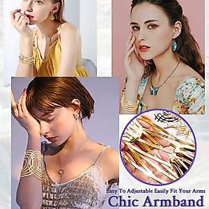 SAMOCO 7 Pcs Cuff Bangle Bracelet for Women Gold Cuff Bracelets Open Wide Wire Bracelets Adjustable Tone Wrist Cuff Wrap Bracelet