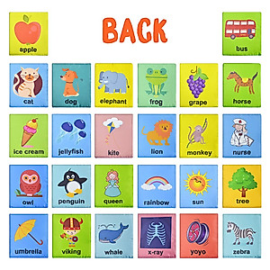 AUVCAS Soft Baby Alphabet Cards 26 Letters Learning Flash Cards with Cloth Bag,Early Educational Toy for Kids Toddlers Babies Infants