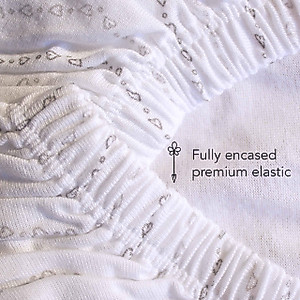 Luvberries 100% Organic Cotton Bassinet Sheets (Set of 2) for The Guava Lotus Travel Bassinet - Baby and Newborn, Fitted Bassinet Sheets, for Boys & Girls (Grey and White)