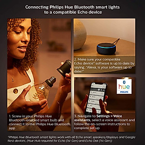 Philips Hue White Filament Globe G25 LED Smart Vintage Bulb, Bluetooth & Hub Compatible (Hue Hub Optional), Voice Activated with Alexa