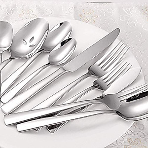 45-Piece Silverware Flatware Cutlery Set Service for 8, Durable 18/0 Stainless Steel Tableware in Ergonomic Design Size and Weight, Dishwasher Safe