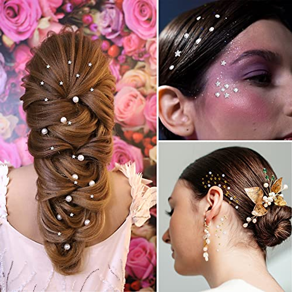 YNLJGC Face Gems Eye Jewels Rhinestones Gems Crystals Pearls Stickers Festival Diamonds for Face Makeup Euphoria Diamonds Hair Body Rhinestones Gems Jewels for Eyes Stickers Stick on Women Decorations