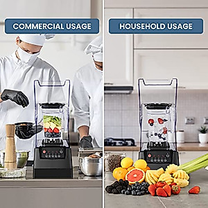 SYBO Super Quiet Commercial Blender with Soundproof Enclosure, Self-Cleaning 4D Blades for Ice Crushing, Smoothies and Puree, Professional Countertop Blender, Black