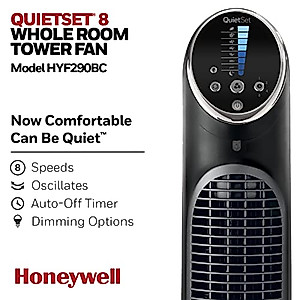 Honeywell QuietSet Tower Fan 8 Speed - Black