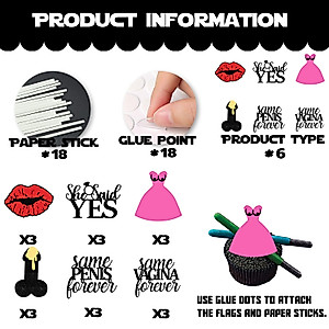 Red Lip Dessert Cupcake Topper She Said Yes Bachelorette Bridal Shower Party Theme Decor Supplies Happy Birthday Night Out Hen Movie Wedding Anniversary Party Decoration set 18pcs