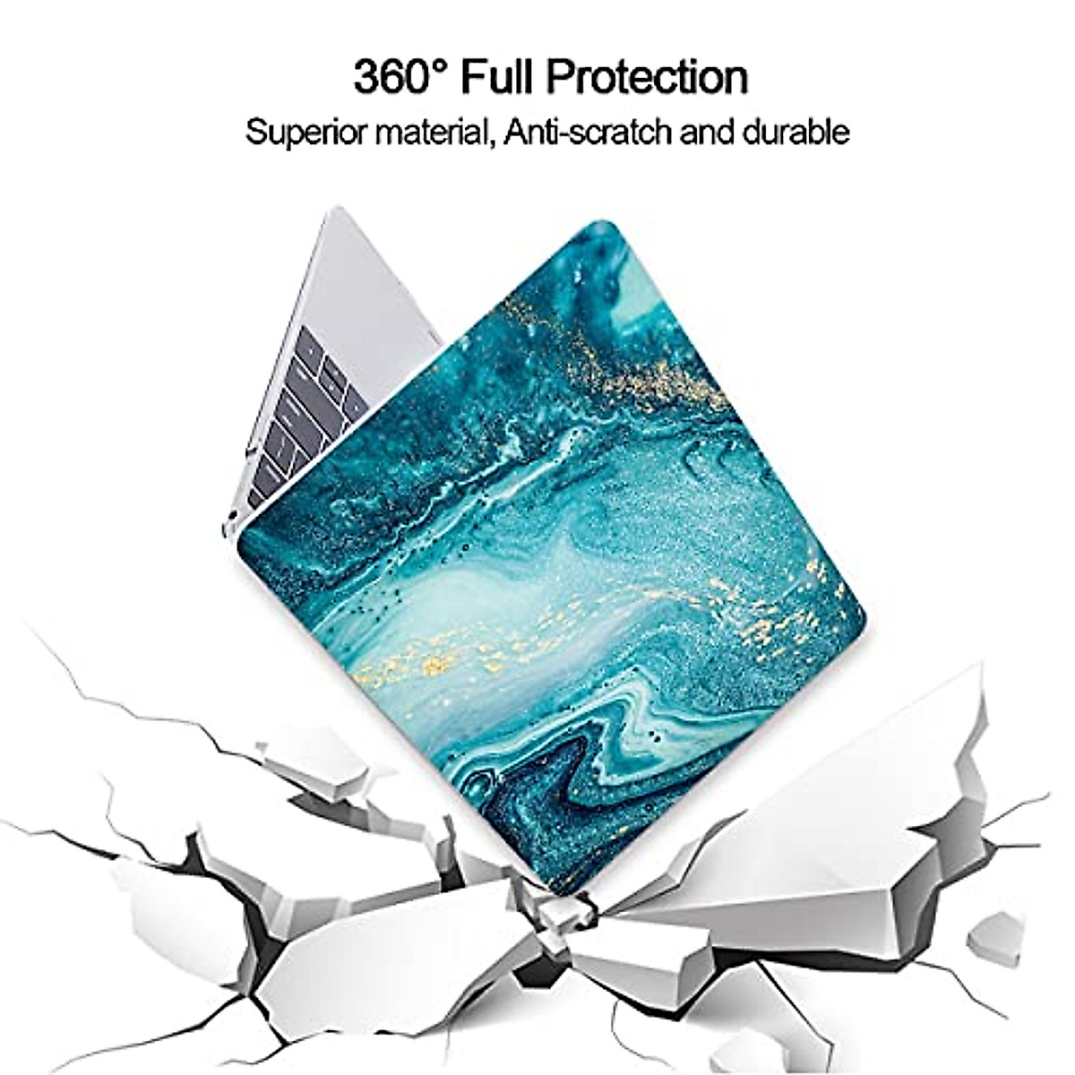 MAITTAO MacBook Air 13 Inch Case 2020 2019 2018 Release Model A1932 A2179 A2337 M1, Durable Hard Case Cover with Laptop Sleeve & Keyboard Cover for Mac Air 13.3 with Retina Touch ID, Marble Blue